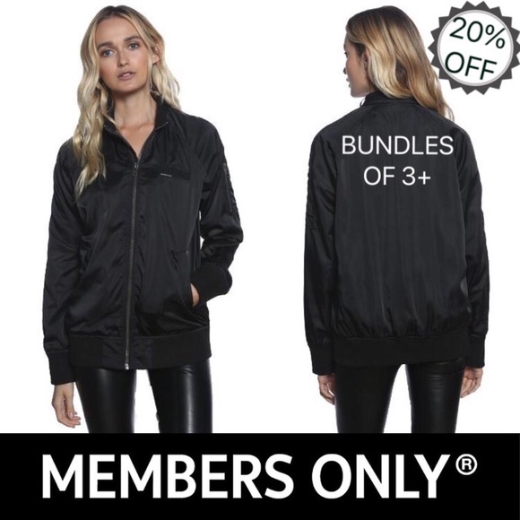 Members Only | Jackets & Coats | Members Only Black Bomber Boyfriend ...